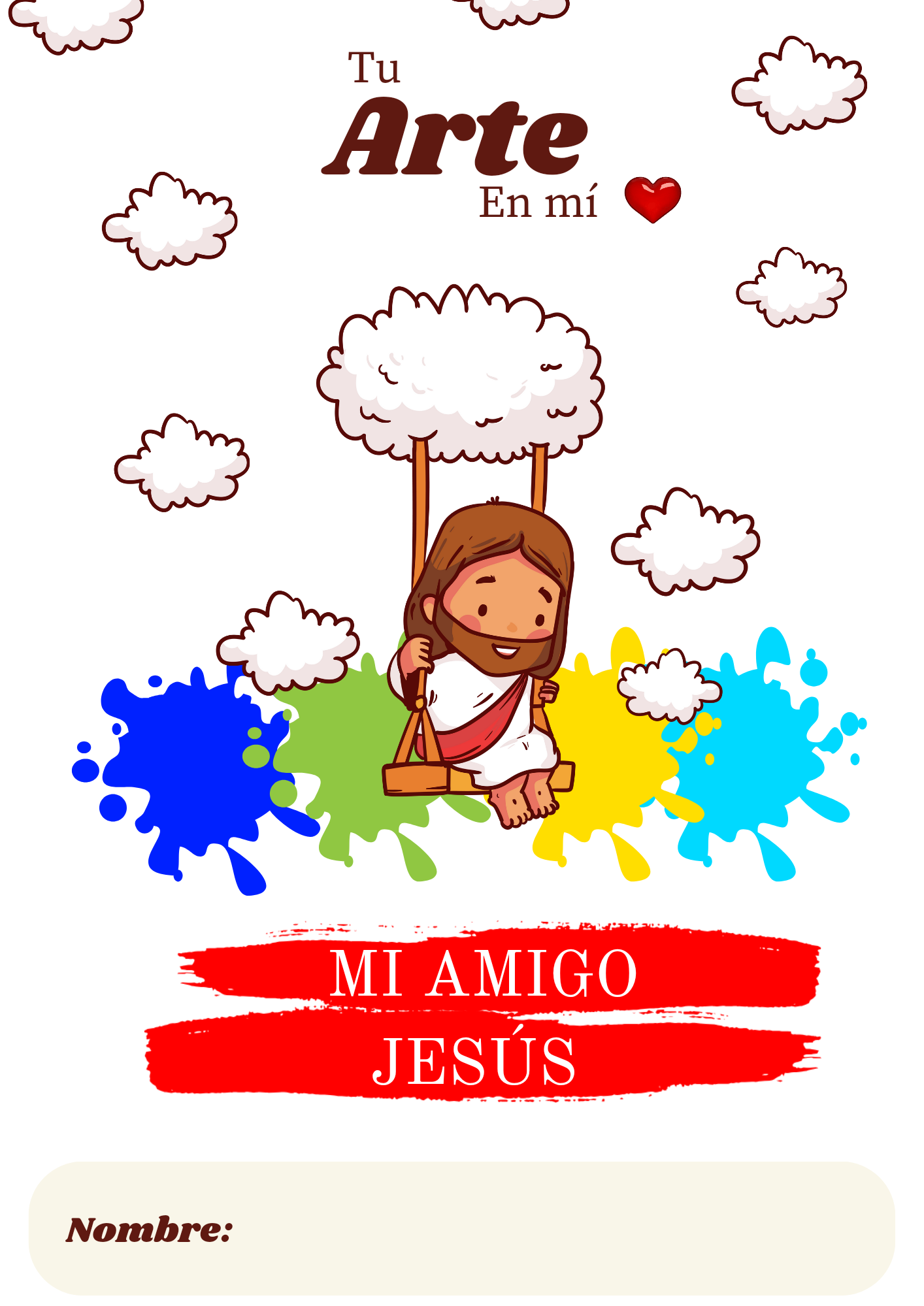 Portadas escolares temática JESÚS en canva - Greisy | Hotmart