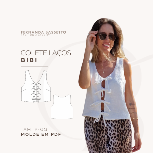 Bibi - Colete com laços | Molde PDF + Tutorial de Costura - Fernand...
