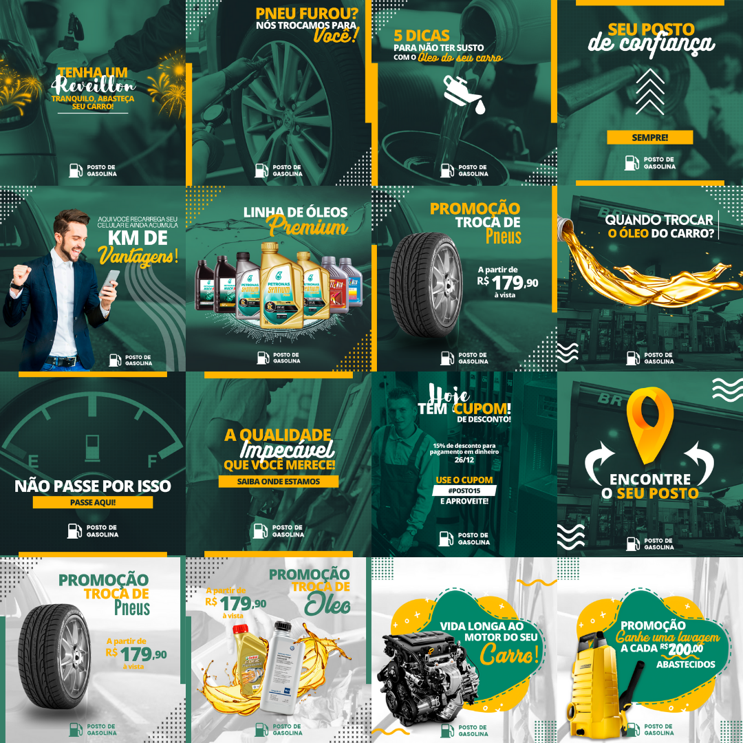 Pack Posto de Combustível - Editável Direto no Canva 20 Artes