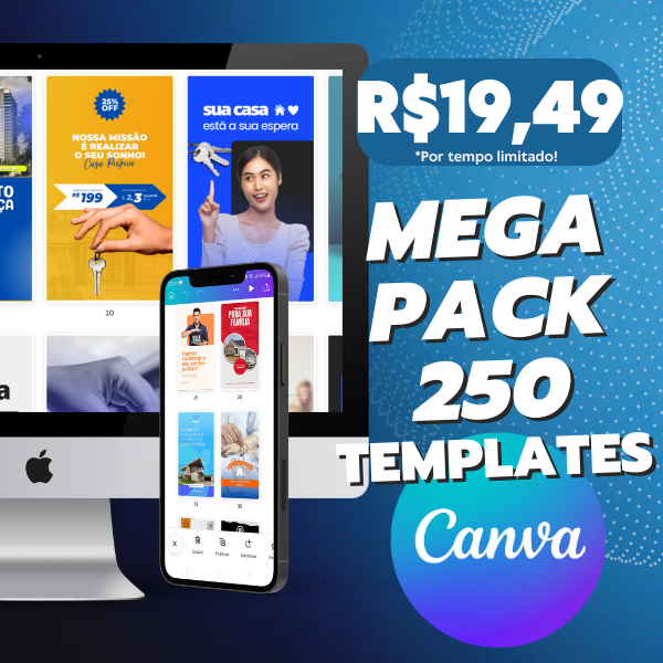 MEGA PACK 250 Templates Editáveis CANVA | Feed, Reels, Story, Cartã...