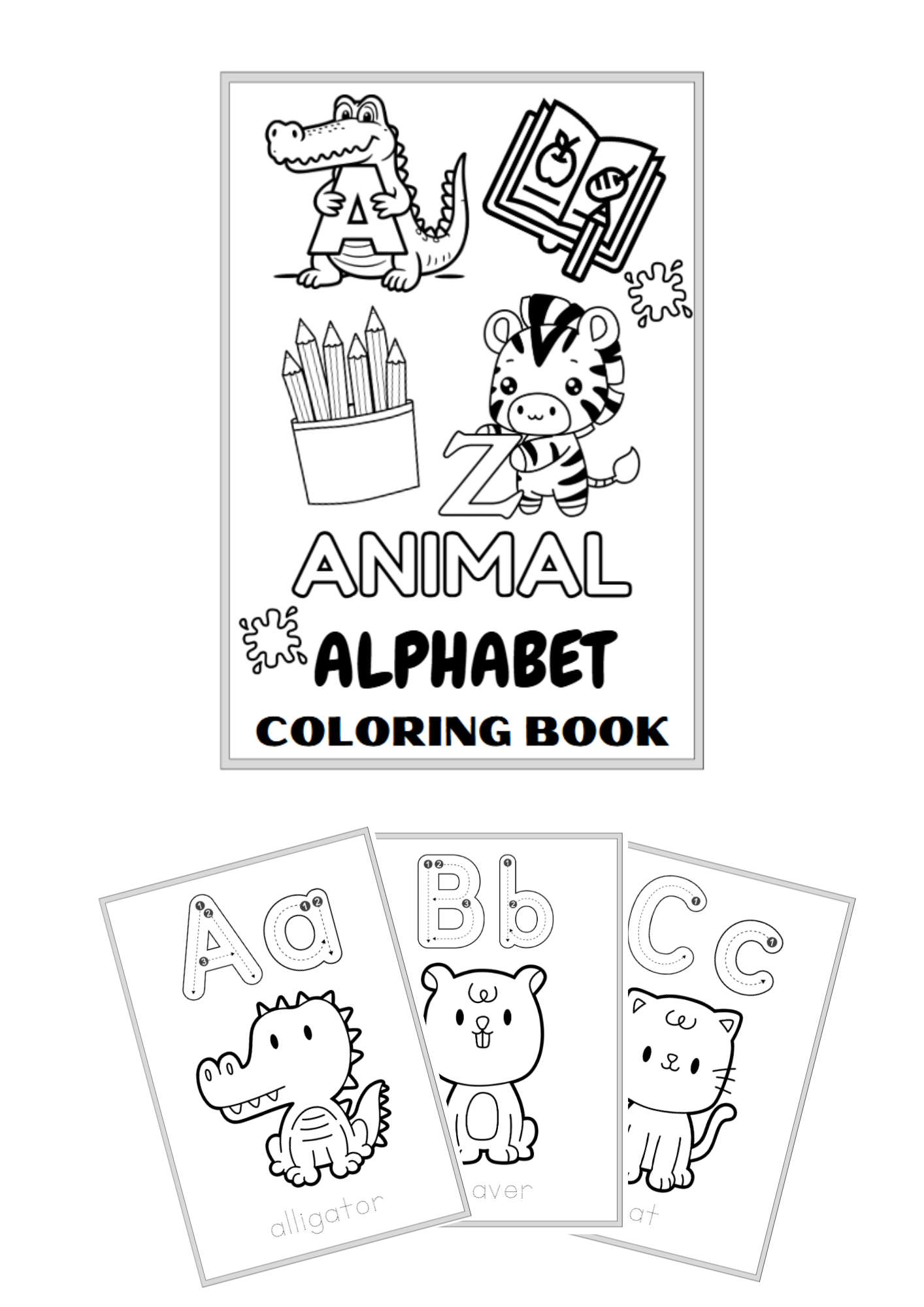 A-Z Animal Coloring Book with Tracing