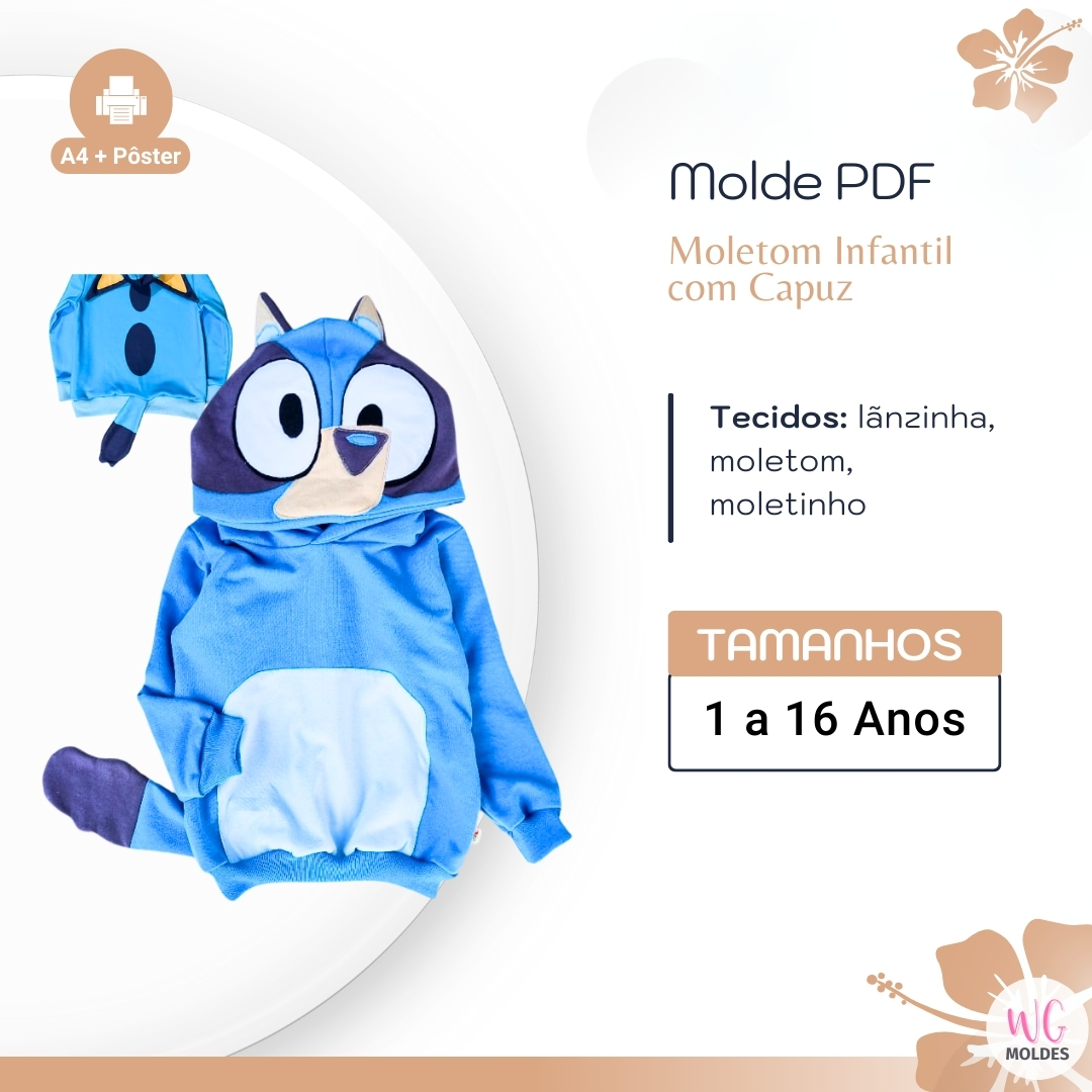 MOLDE MOLETOM INFANTIL COM CAPUZ
