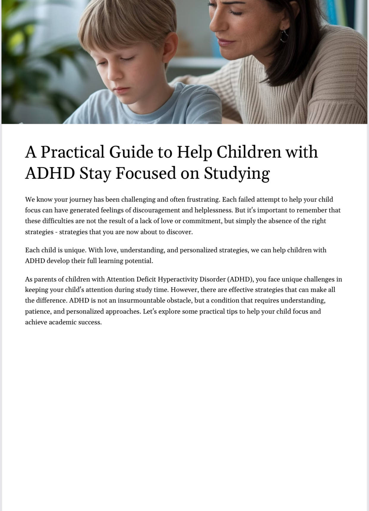 A Practical Guide to Help Children with ADHD Stay Focused on Studying