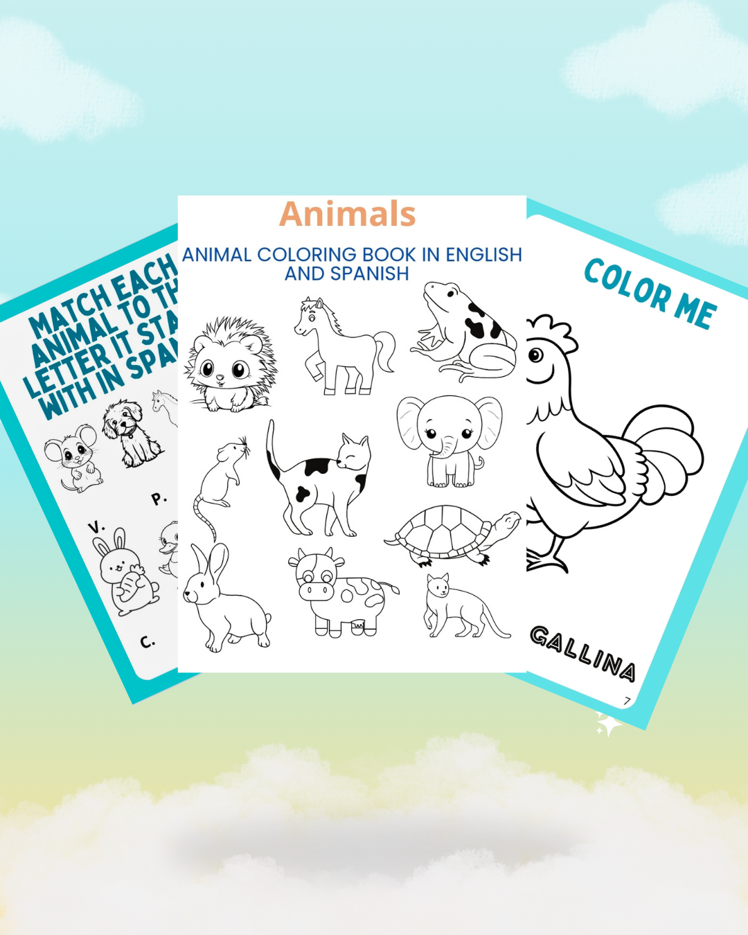 Color & Learn – Farm and Domestic Animals (Bilingual English-Spanish)
