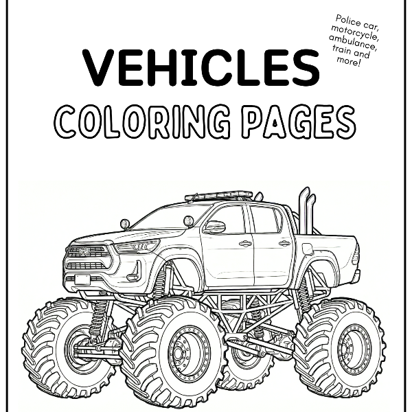 Vehicles Coloring Book – Printable PDF for Kids