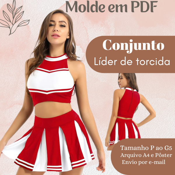 MOLDE EM PDF CONJUNTO LÍDER DE TORCIDA - Universo dos moldes | Ho...