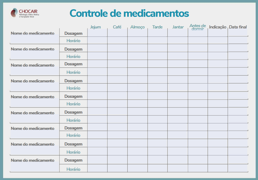 Planilhas de Controle de Medicamentos e Controle de Índice Glicêmic...