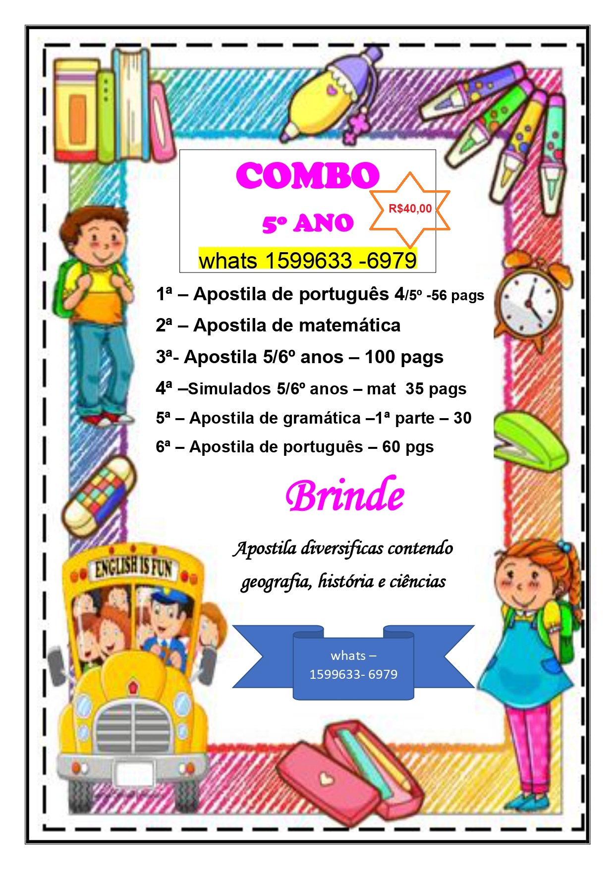 combo de apostilas de 5º ano