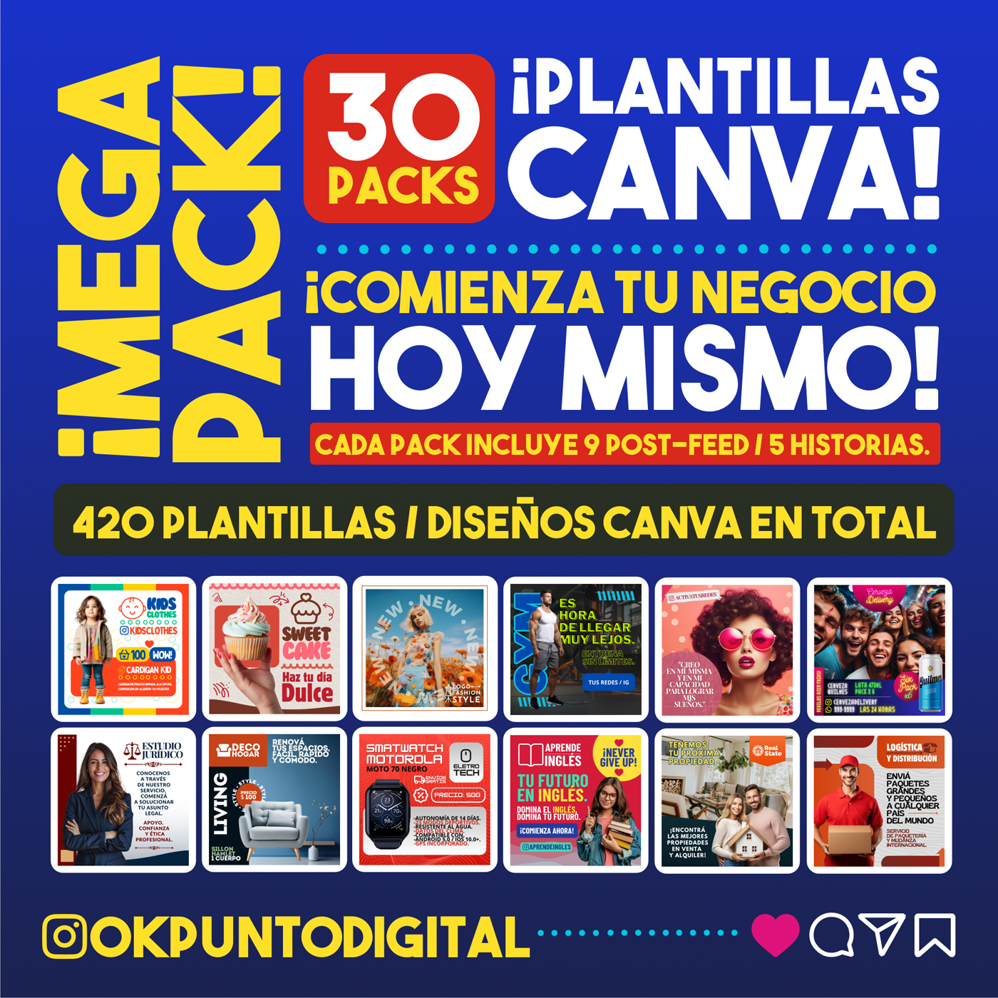 Mega pack plantillas editables en Canva | 30 Packs Completos | Crea tu propio negocio - Punto ...