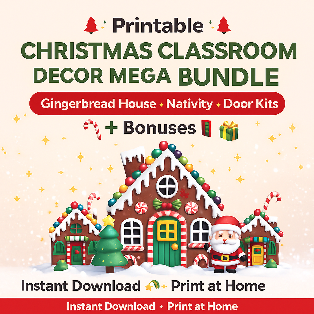 🎄 Printable Christmas Classroom Decor Mega Bundle – Gingerbread House 🍬 ...