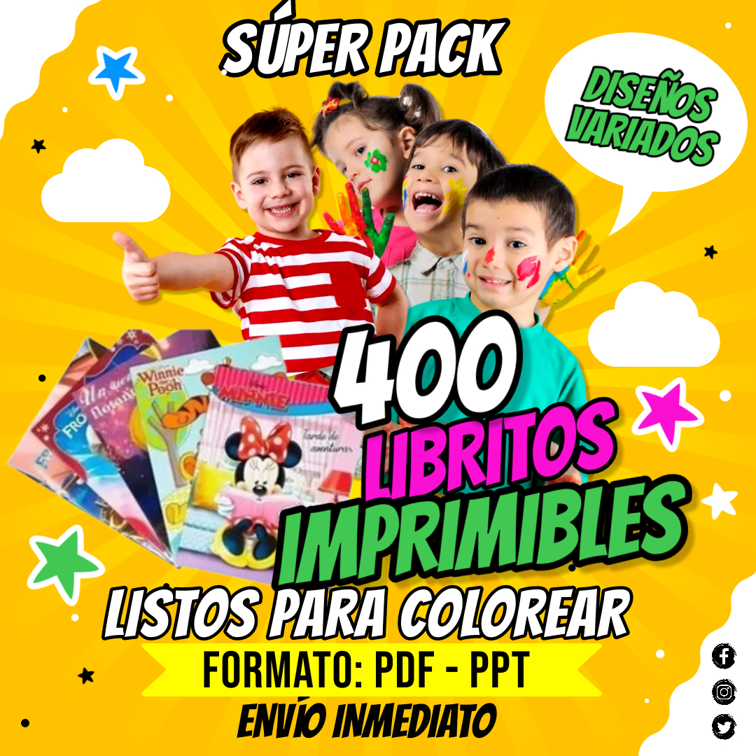 SÚPER PACK DE 400 LIBRITOS INFANTILES PARA COLOREAR - MEGA PACK EXP...