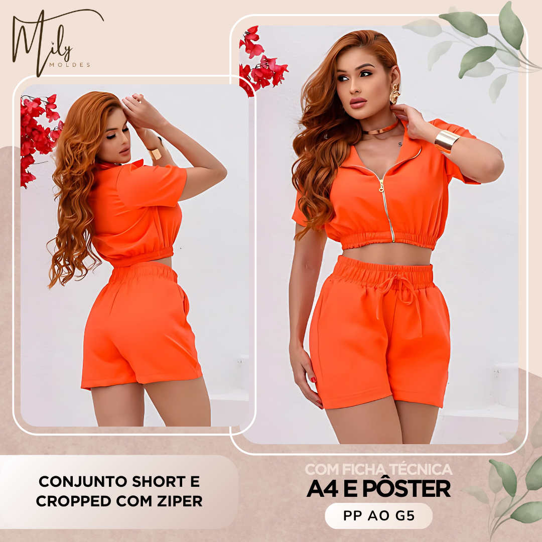 Conjunto Short e Cropped com Ziper