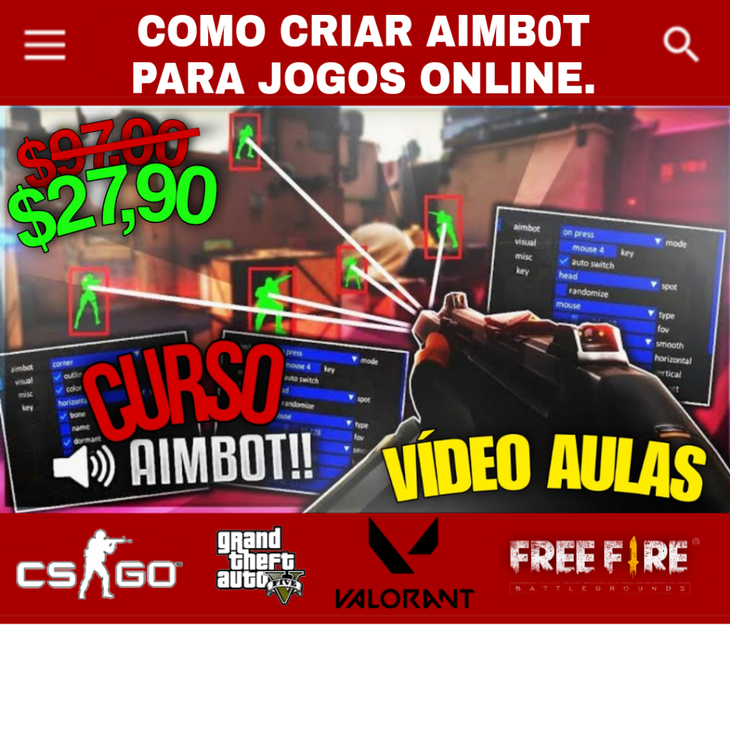 Curso Aimbot Games | CS-GO, GTA V, VOLARANT, FREE-FIRE, Fortnite