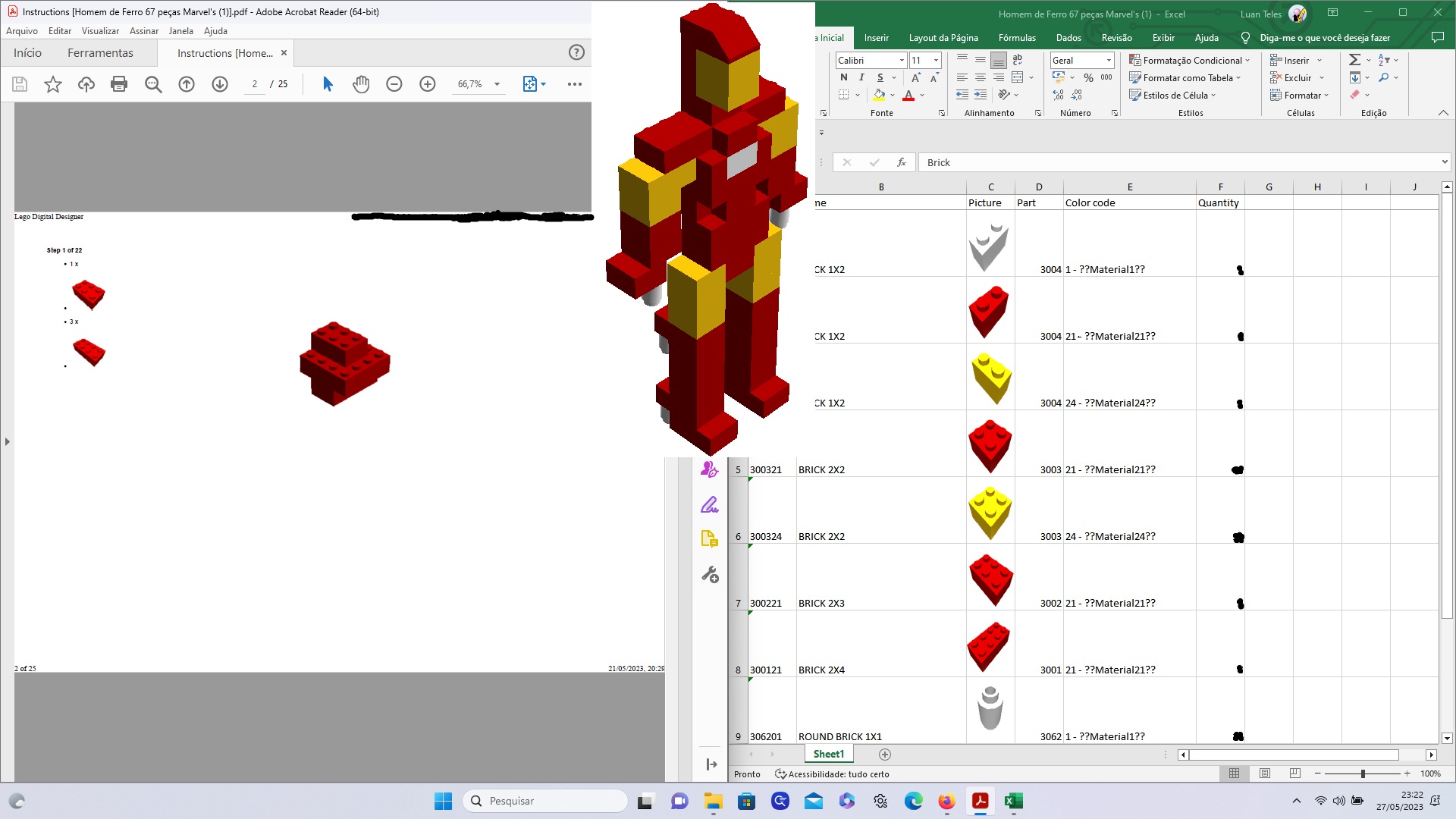 Manual de Lego do Homem de Ferro 67 peças