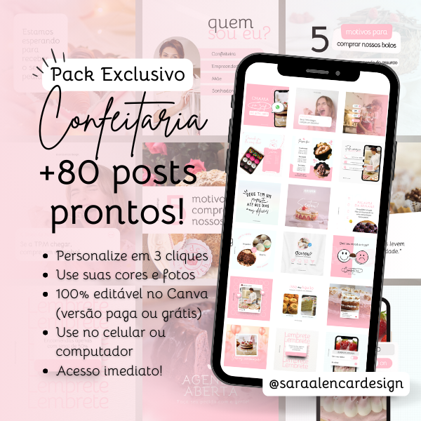 Pack Confeitaria - Posts editáveis para o Instagram - Sara Alencar ...