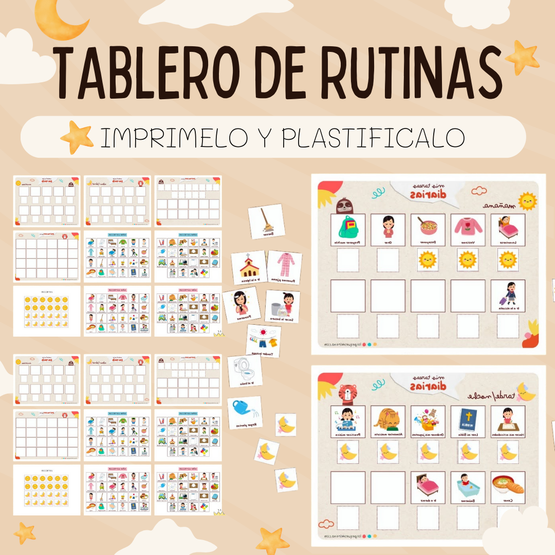 Imprimibles Tablero de Rutinas Niños/Niñas - Marketing Digital Prod...