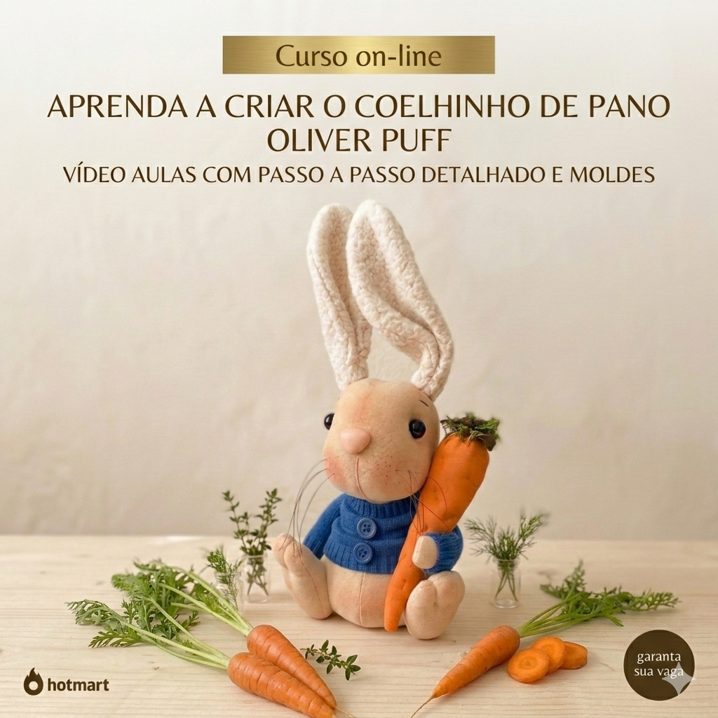 Aprenda a Costurar o Coelhinho Oliver Puff - Do Iniciante ao Profis...