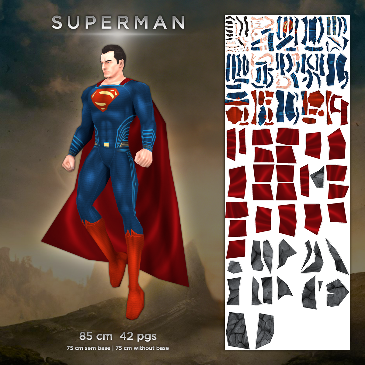 Superman Papercraft - arquivo digital PDO e PDF