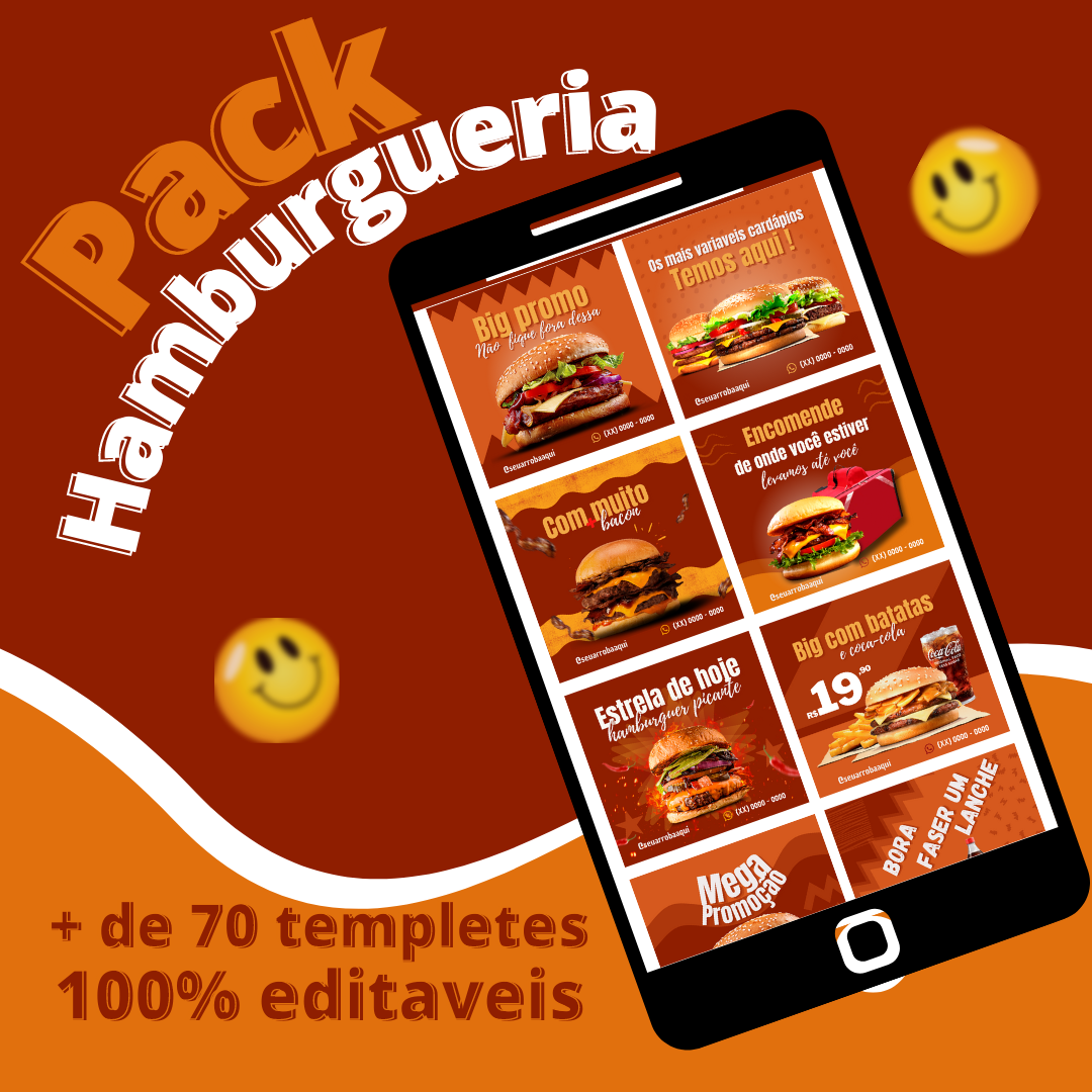Pack Canva Hamburgueria - AZENIELE ROSEMBERGER DE ALMEIDA | Hotmart