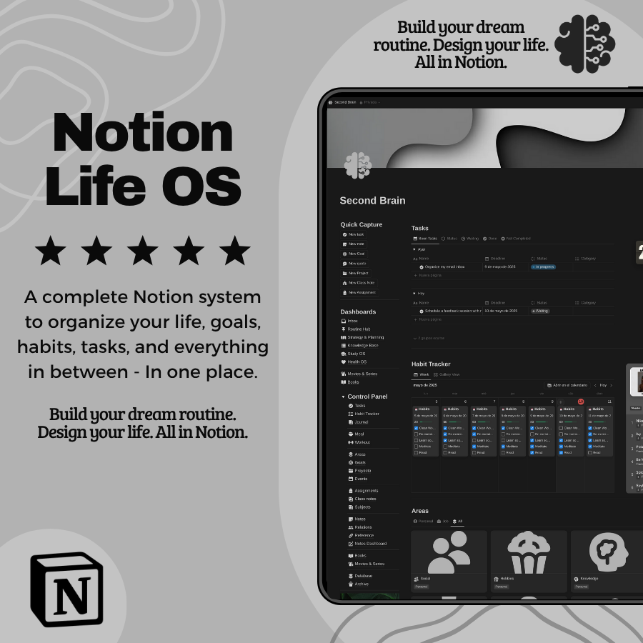 Notion Life OS | All-in-One Template for Productivity, Habits, Stud...
