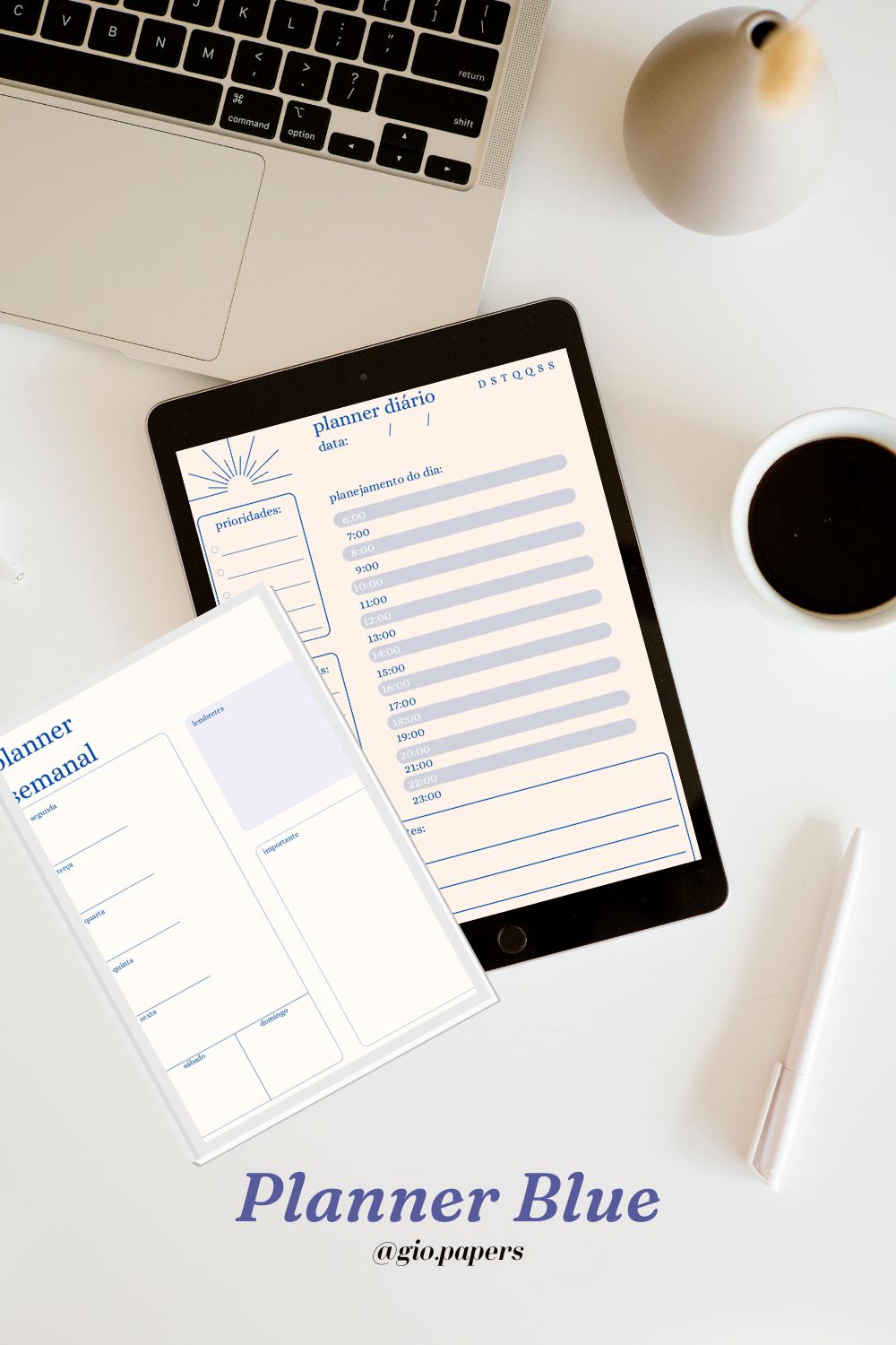 Planner Diário Blue + Planner Semanal Blue - Giovanna Lins Pessoa