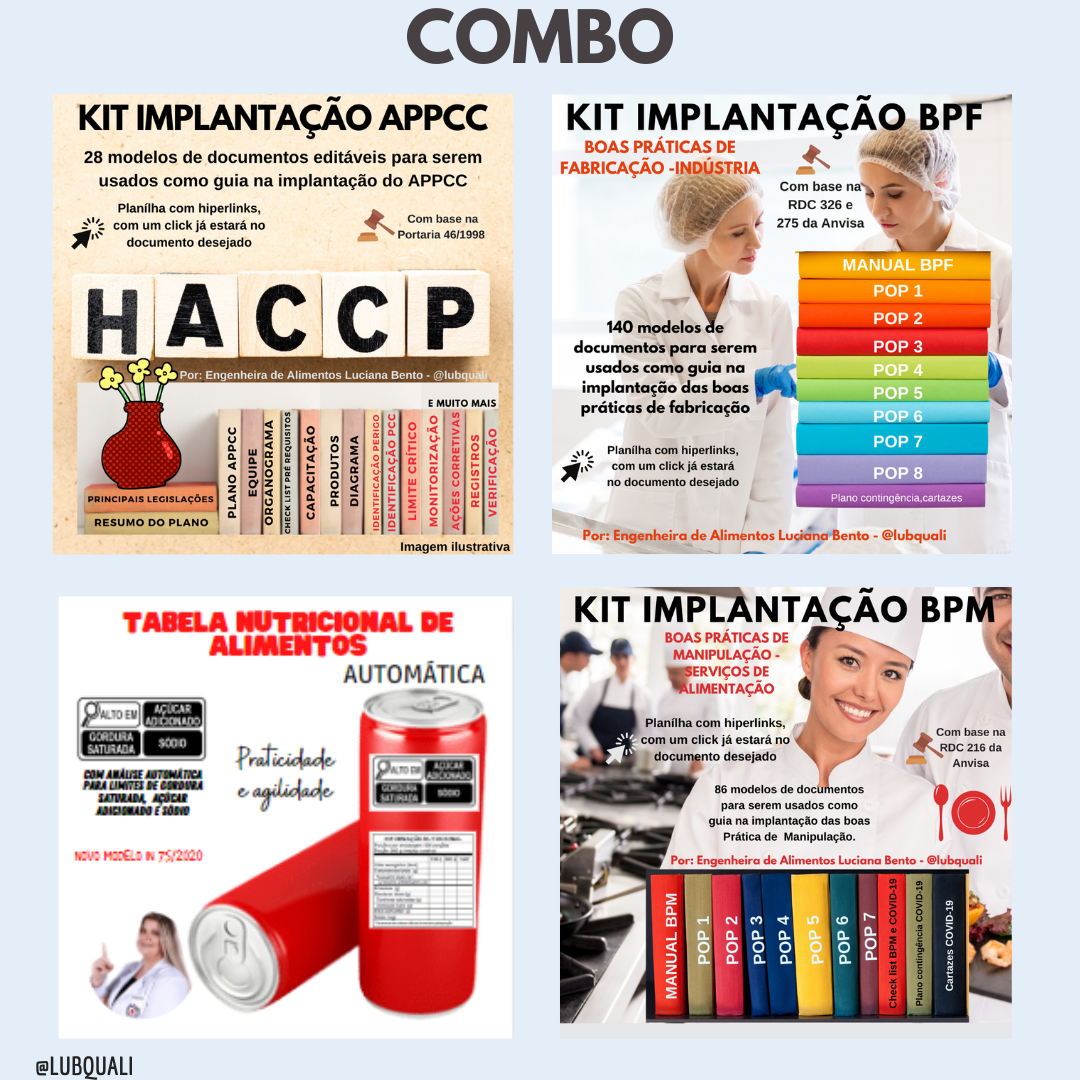 Combo KIT BPF +KIT BPM +KIT APPCC + Planilha de Rotulagem - Luciana...