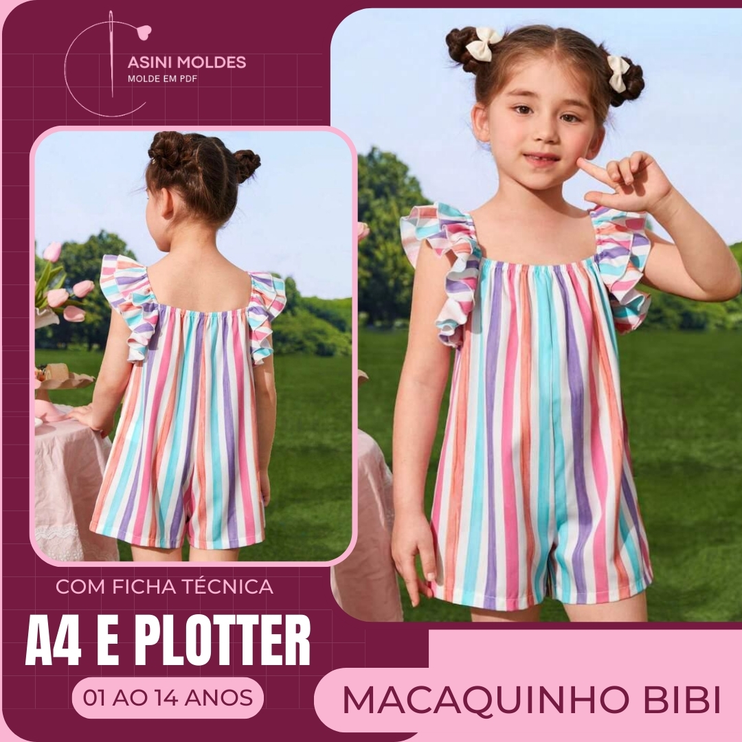 Macaquinho infantil Bibi - Molde em PDF - CASINI - MOLDES EM PDF