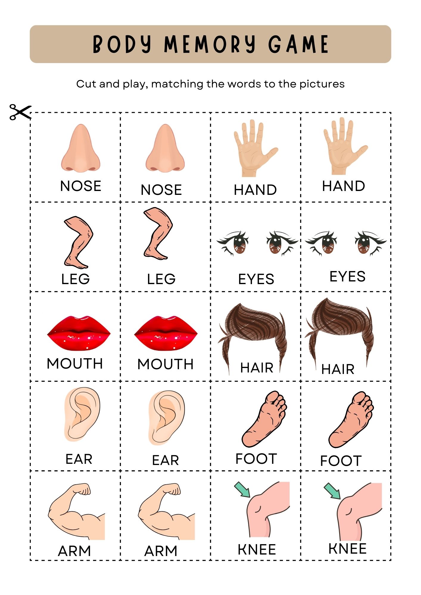 Jogo da memória do corpo humano -Body memory game - Milena Corrêa L...