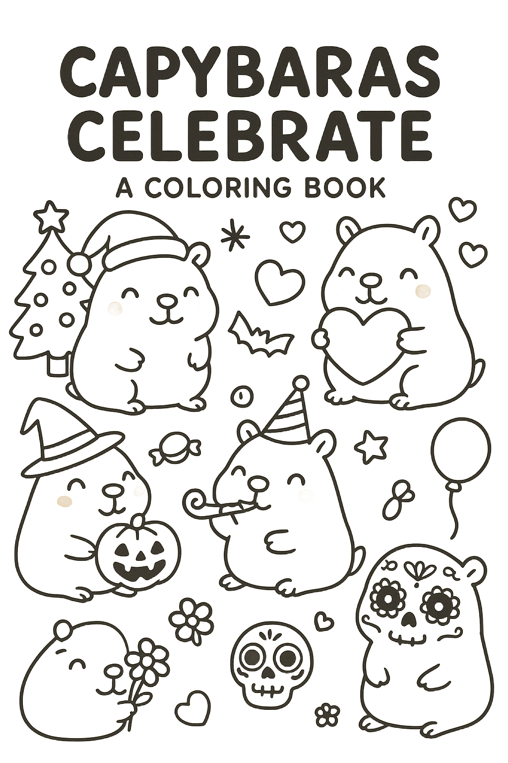 LIBRO DE COLOREAR - CAPYBARA - FESTIVIDADES DEL AÑO | Hotmart