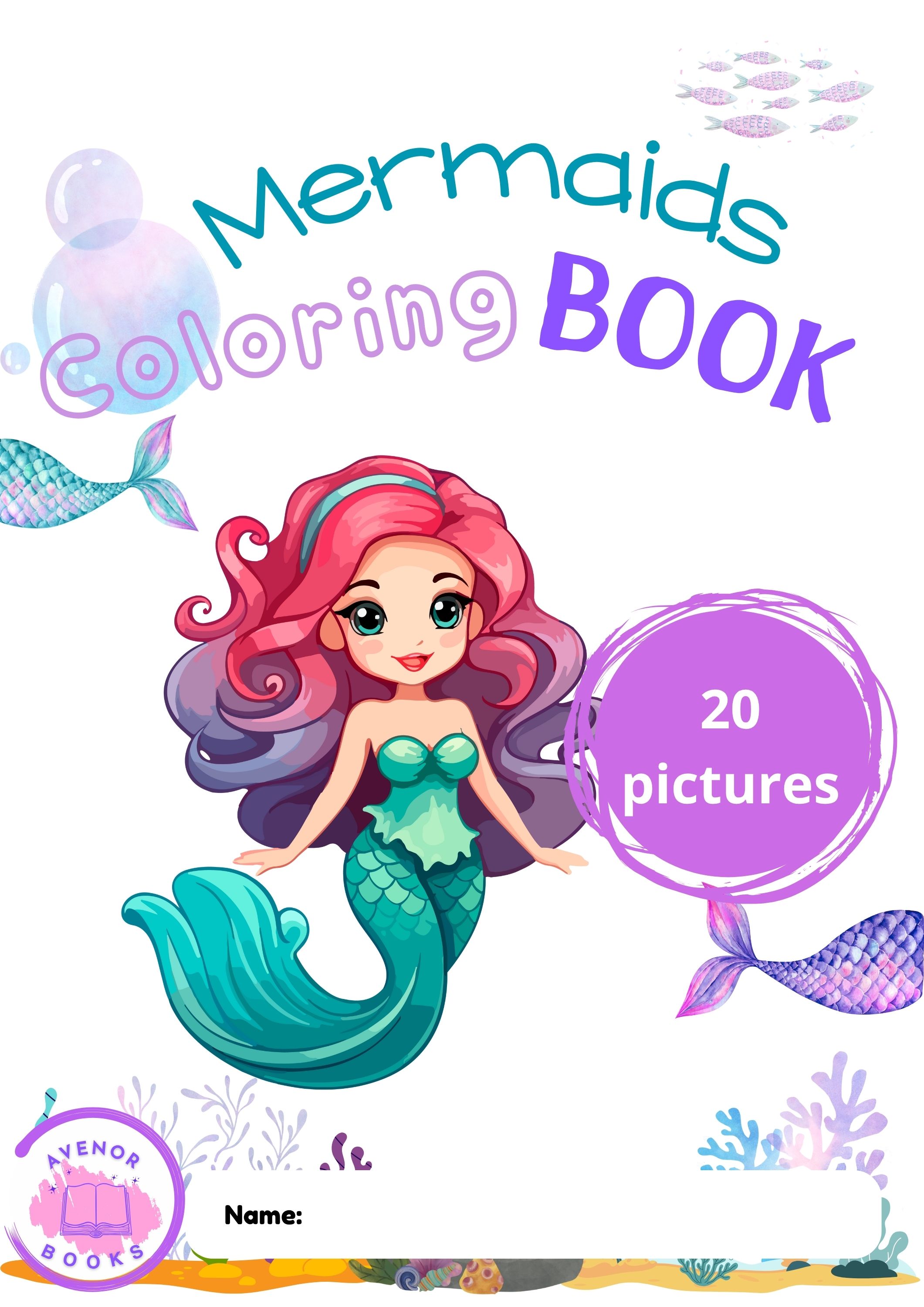 🧜‍♀️ Mermaid Coloring Book for Kids (Ages 3–8) 🌊🎨 (20 pics) | Ho...