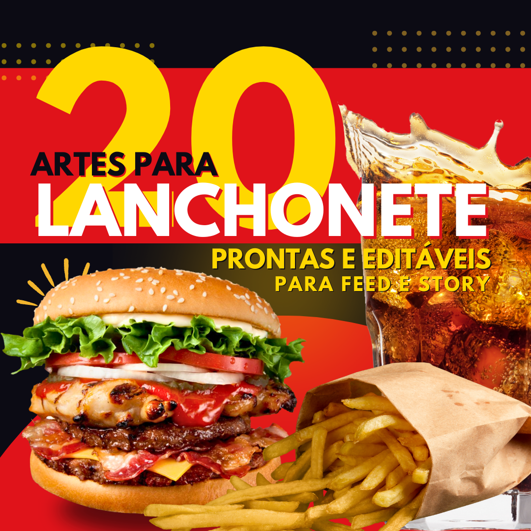 PACK 20 ARTES PARA LANCHONETE - CriArte Designs | Hotmart
