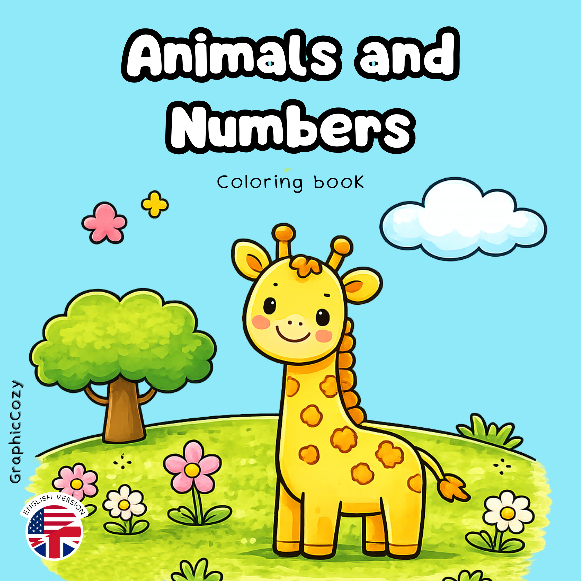 Coloring book Animals and numbers for kids | PDF printable - Englis...