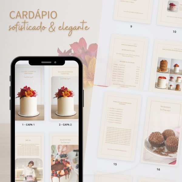 CARDÁPIO SOFISTICADO & ELEGANTE para Confeitaria - Creating in Chri...