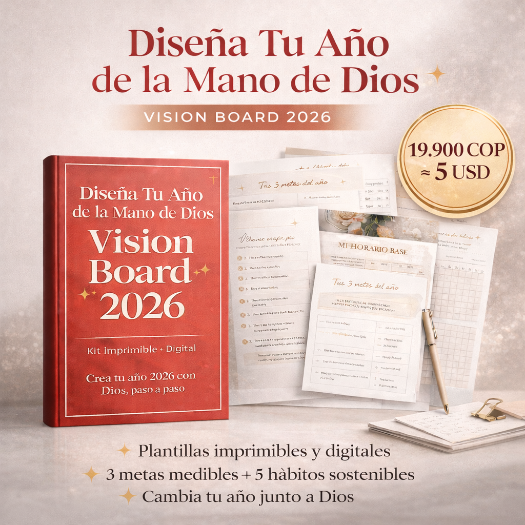 Diseña Tu Año de la Mano de Dios — Vision Board 2026 (Kit Imprimibl...