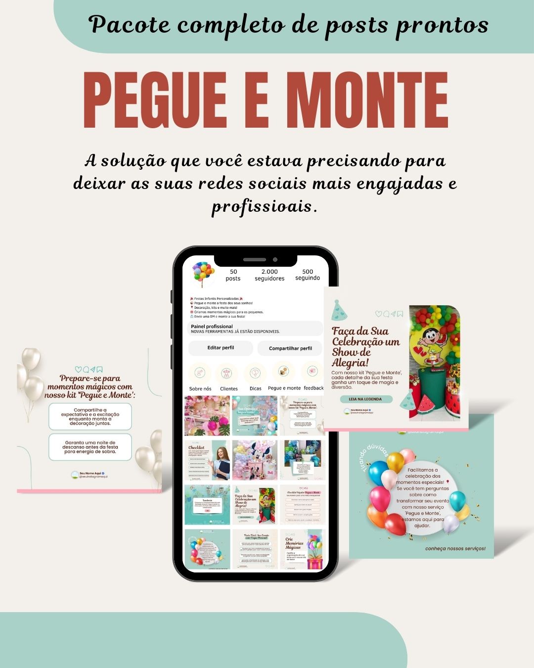 Pack pegue e monte - Mais de 65 Posts Editáveis, Legendas, Capas de...