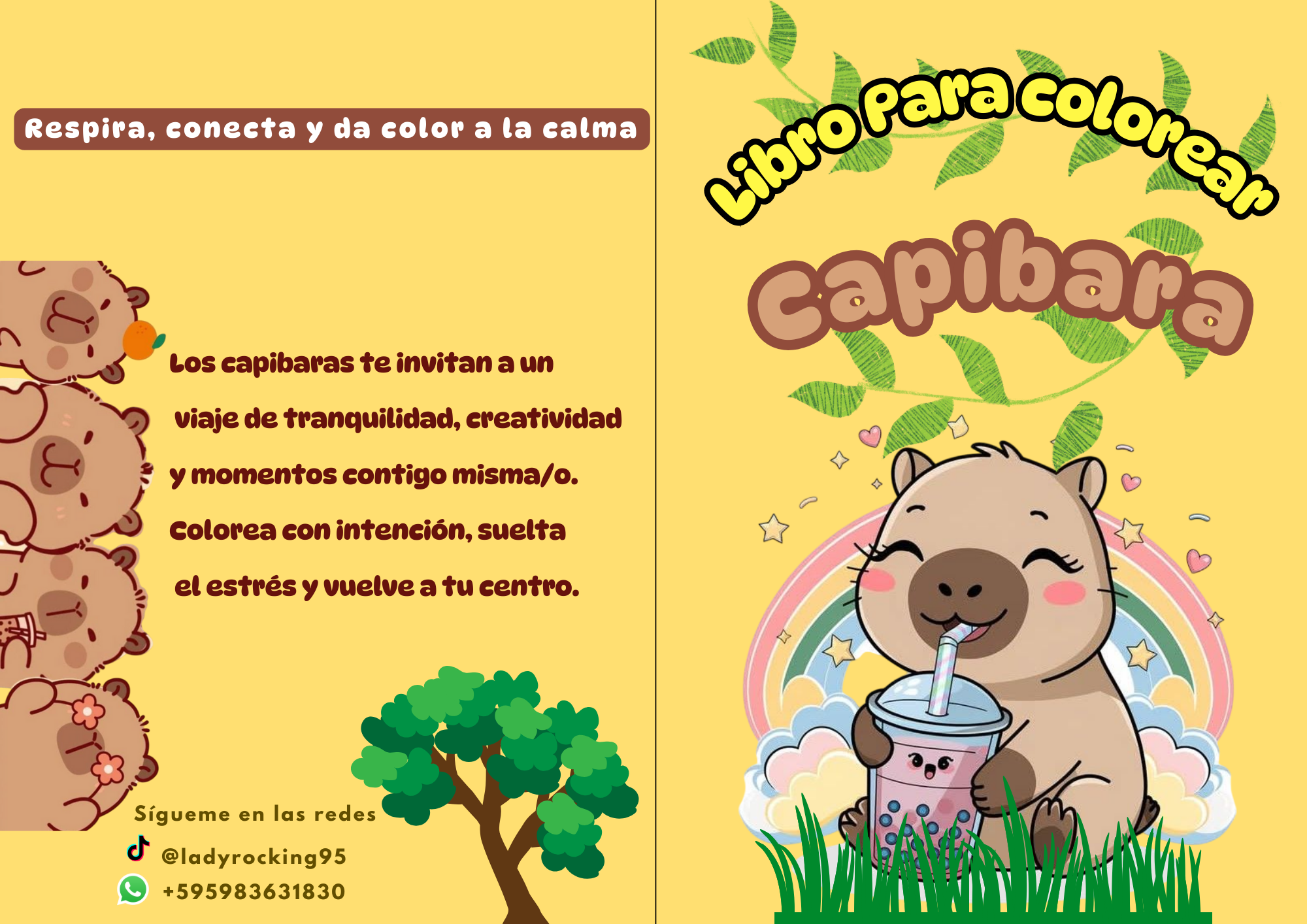 Libro para Colorear "Capibara" - Laura Espínola | Hotmart