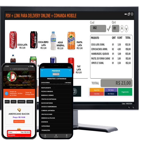 Sistema Pdv Com Link Para Delivery Online Integrado. O Mais barato do Brasil
