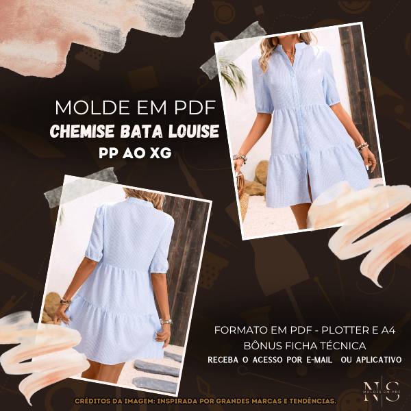 [Molde em PDF] - Chemise Bata Louise ID 4179551 [PP ao XG] - NS M...