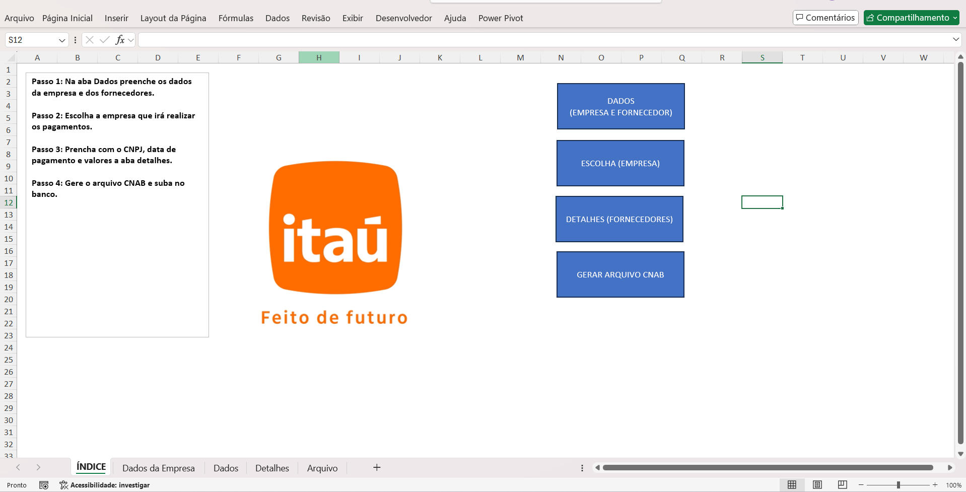 Planilha Arquivo de Remessa CNAB 240 Itaú - Pagamentos PIX - Pedro ...