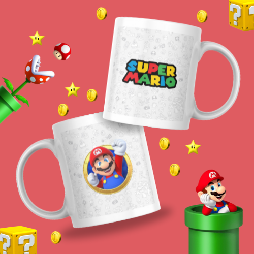 Arte Super Mário para Caneca + Mockup - Manuela de Cássia Müller de...
