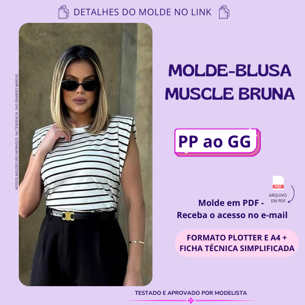 MOLDE BLUSA MUSCLE BRUNA - Bora costurar | Hotmart
