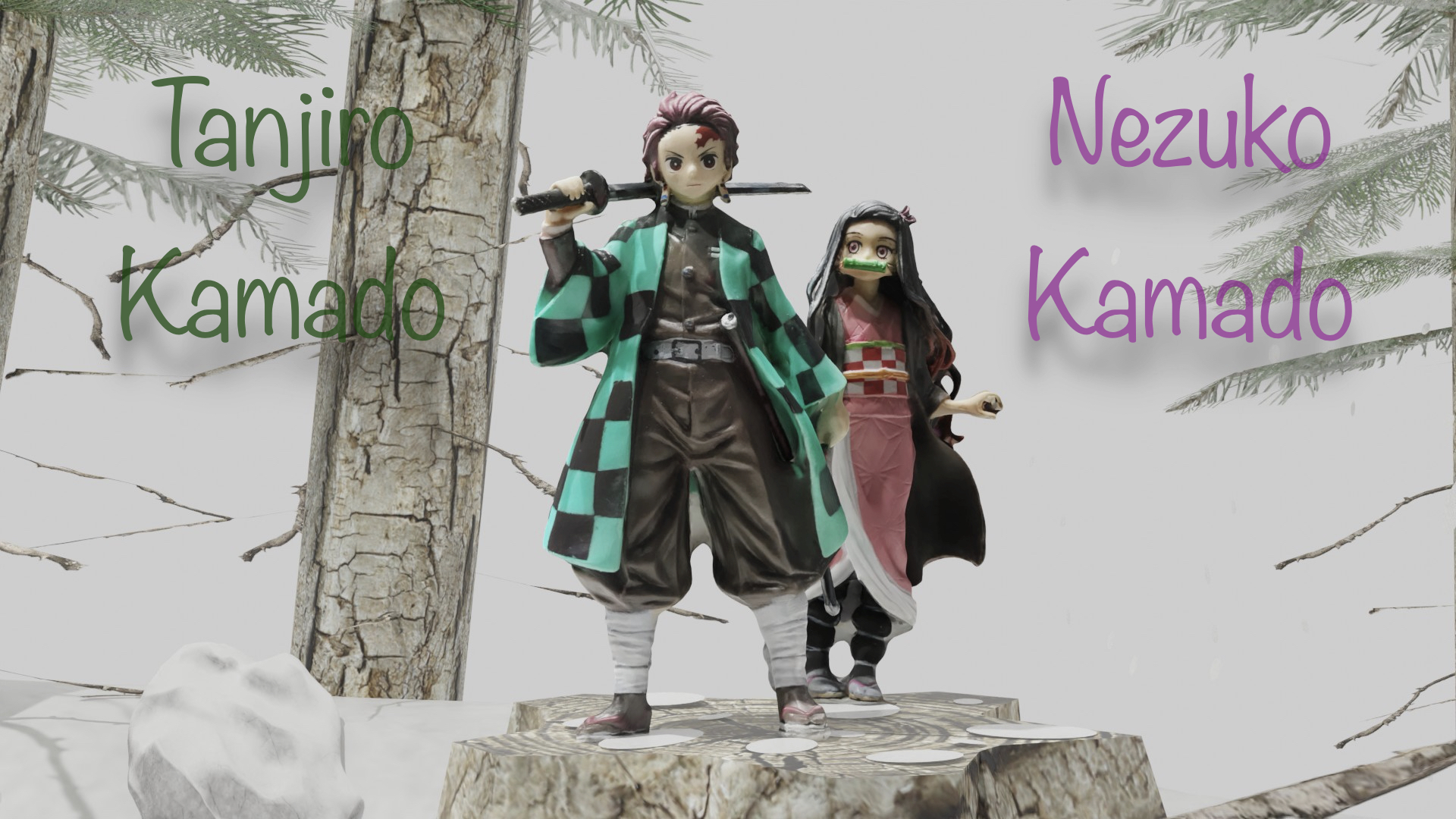 3D Scan of figures of Tanjiro Kamado and Nezuko Kamado from Kimetsu...