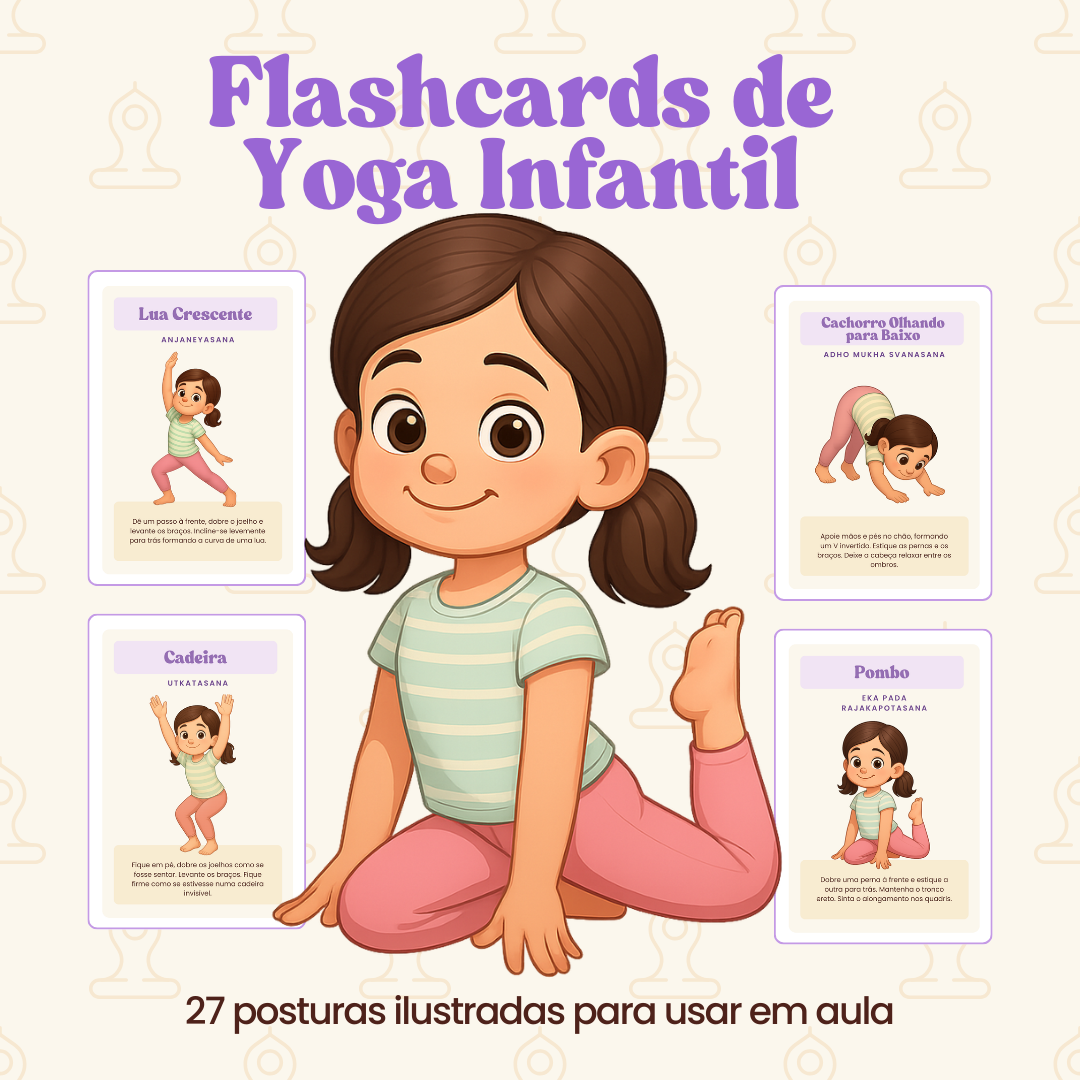 27 flahscards de posturas para aulas de yoga infantil - Milene Mend...