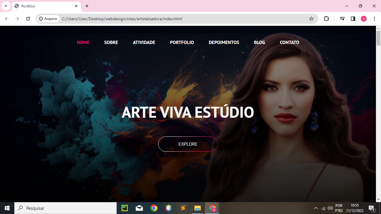 Site de portfólio de artista em HTML e Css