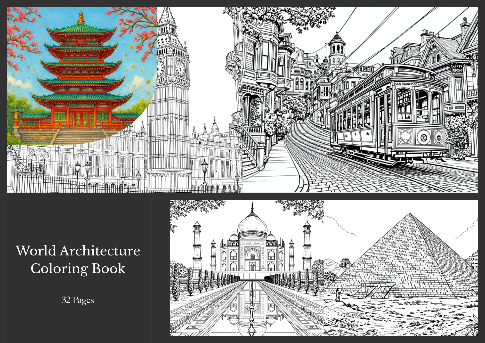 World Architecture Coloring Book | Hotmart