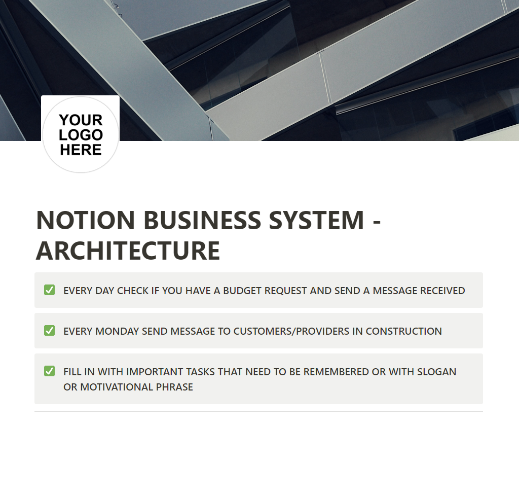 NOTION BUSINESS SYSTEM - ARCHITECTURE