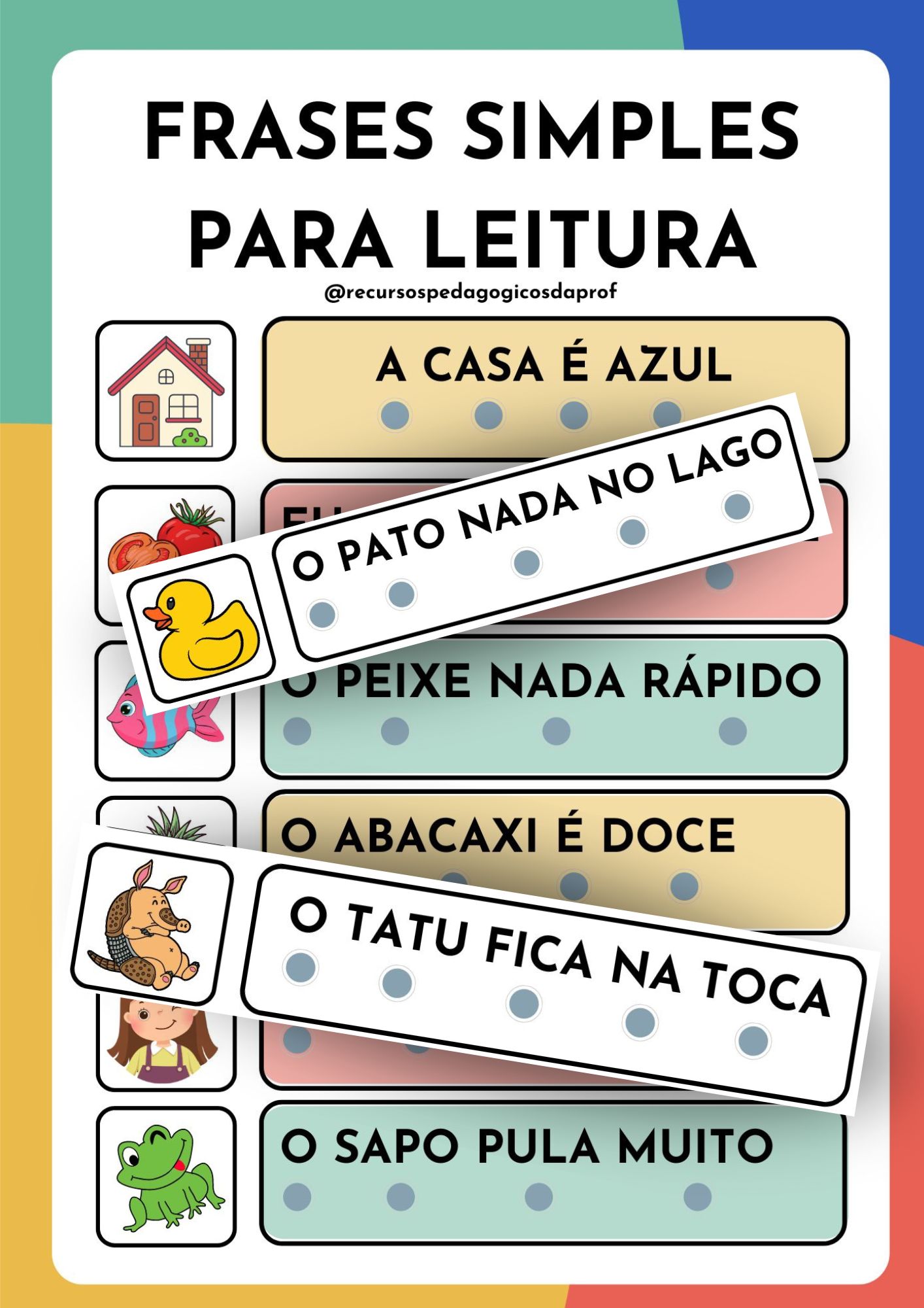 Fichas - Primeiras Leituras - Frases Simples - Prof Fran Souza | Ho...