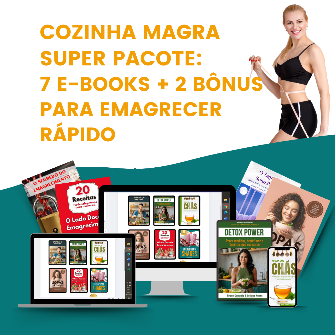 COZINHA MAGRA: Super pacote - 7 E-BOOKS + 2 BÔNUS PARA EMAGRECER RÁPIDO E COM SAÚDE!