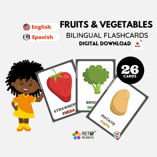Fruits & Vegetables -Flash Cards Bilingües Imprimibles Inglés–E...