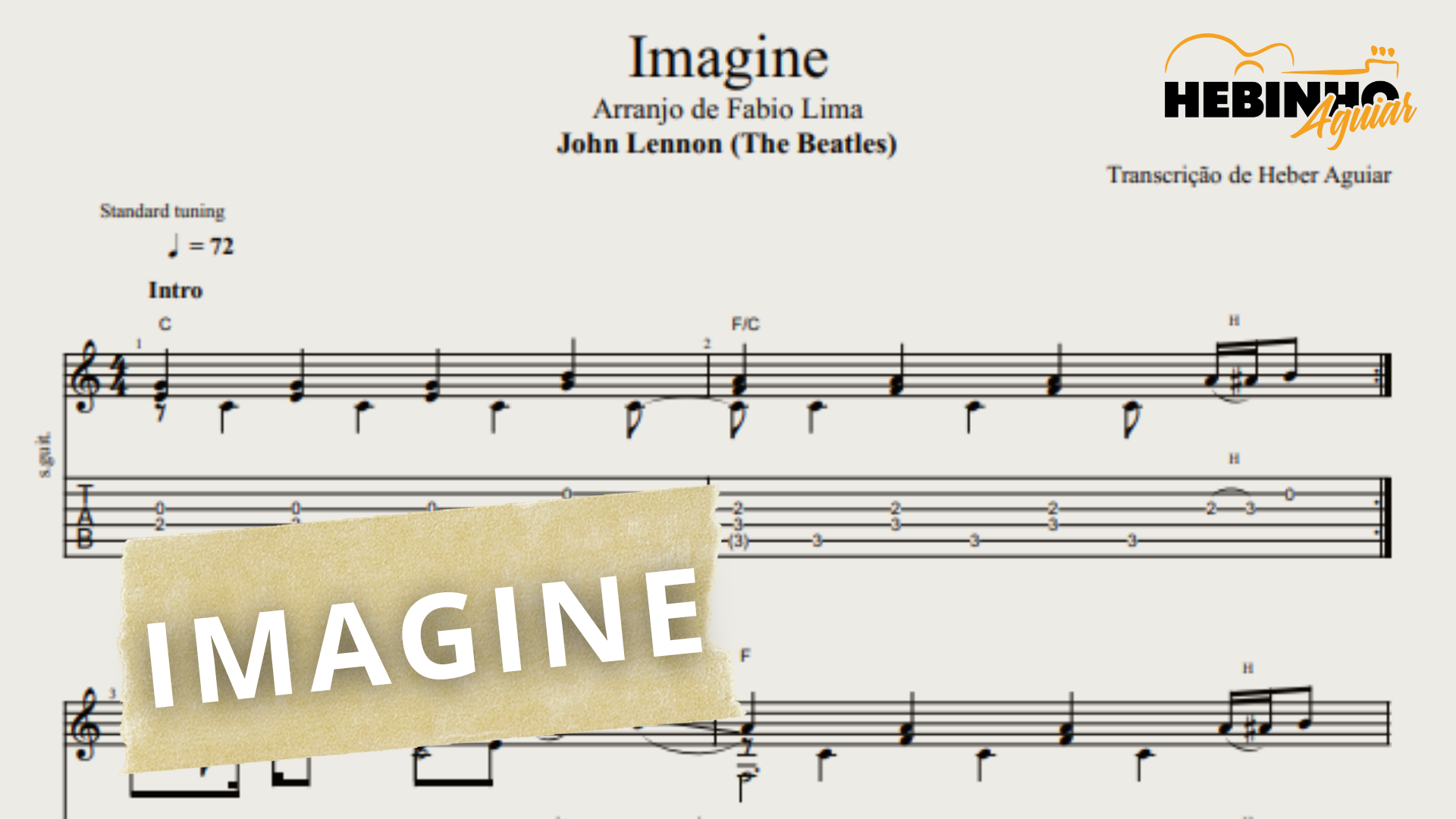 Imagine - John Lennon (The Beatles): Transcrição p/ Violão Solo c/